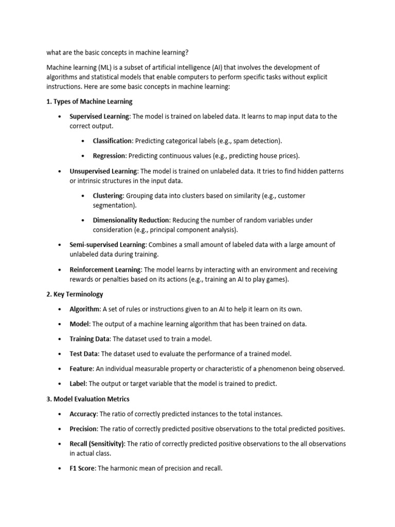 What Are The Basic Concepts in Machine Learning | PDF | Machine Learning | Statistical ...