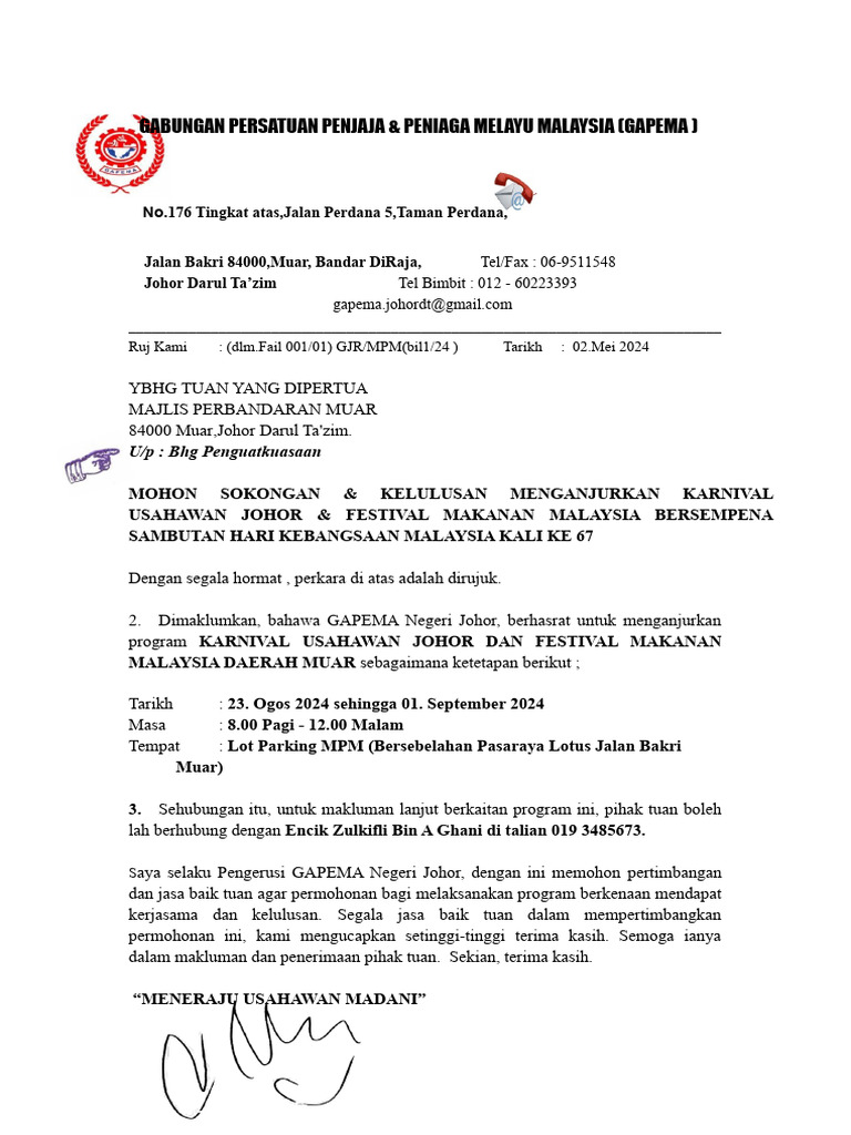 Surat Rasmi Ydp MPM | PDF