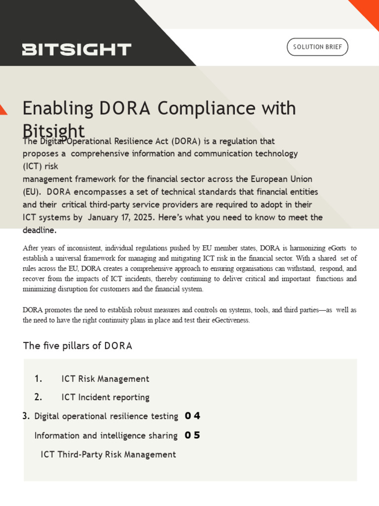 DORA Datasheet | Download Free PDF | Risk | Risk Management