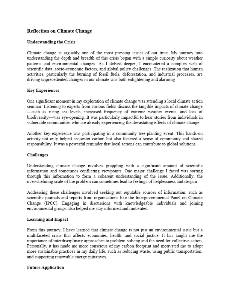 Reflections on Climate Change Impact | PDF | Climate Change ...