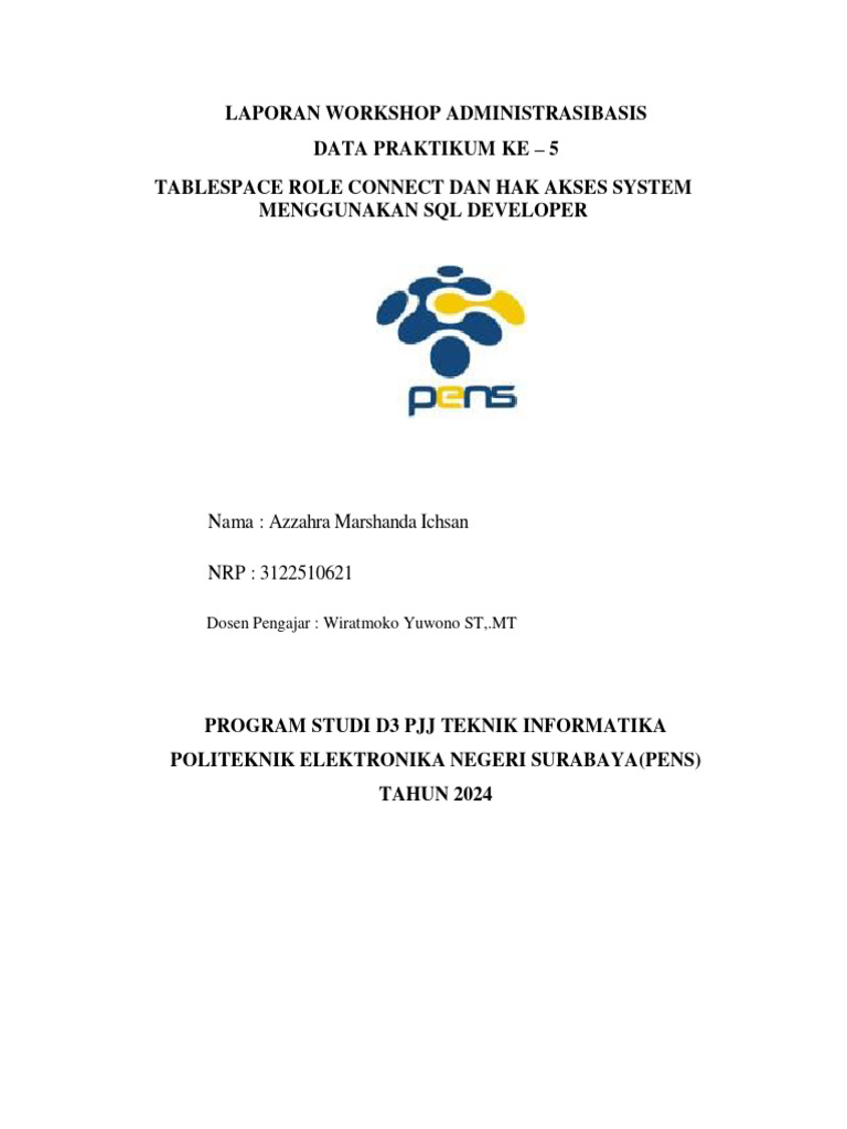 Laporan Workshop Administrasi Basis Data Ke 5 | PDF | Komputer | Teknologi & Rekayasa