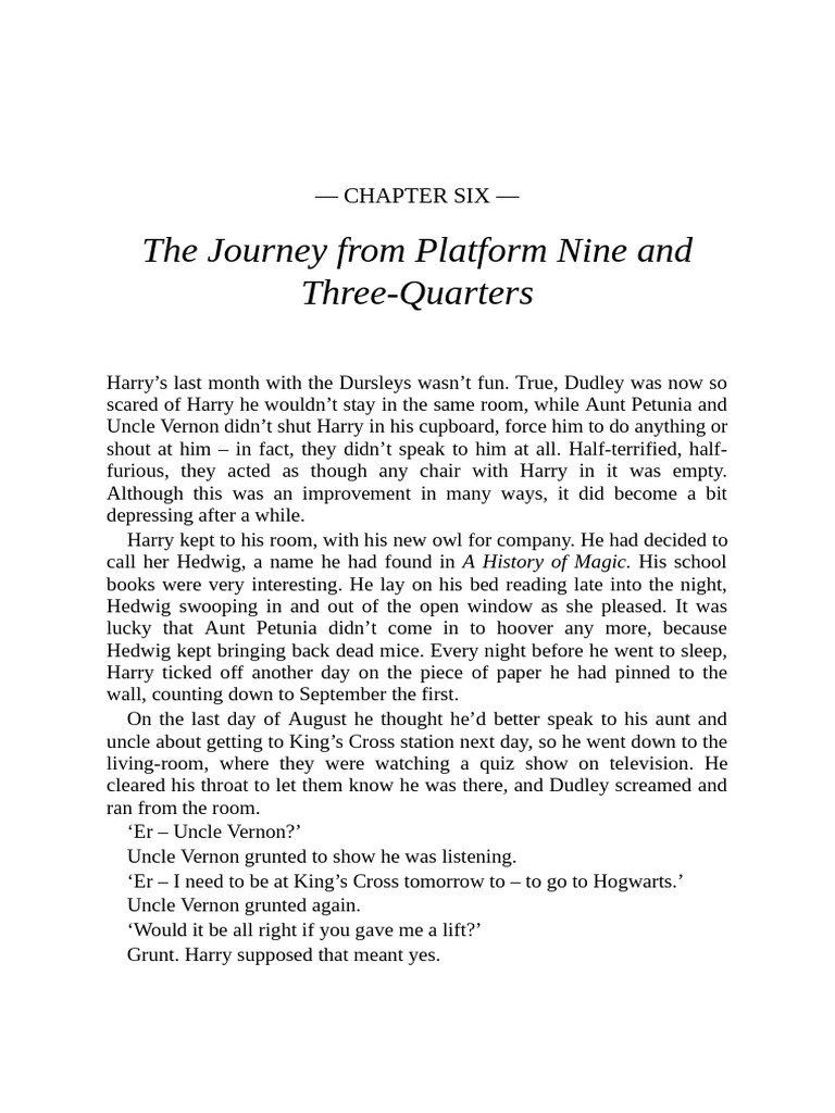 Harry Potter and The Philosophers Stone (J.K. Rowling) Chapter6-7 | PDF ...