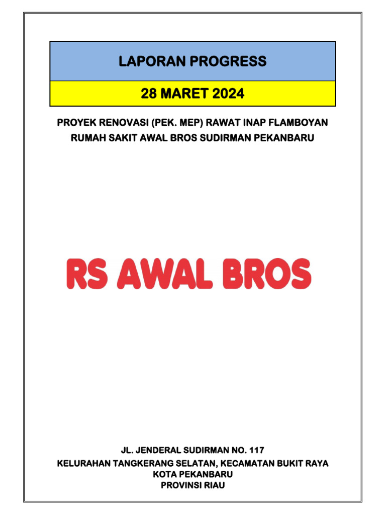 New 28-03-2024 - Lap. Progress Pek. Mep Ranap Flamboyan Rs Awal Bros Sudirman Pku | PDF