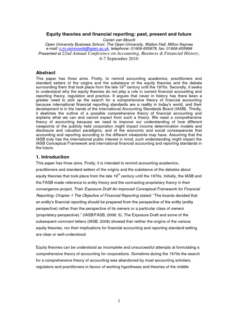 Equity Theories in Financial Reporting | PDF | Financial Statement | Equity (Finance)