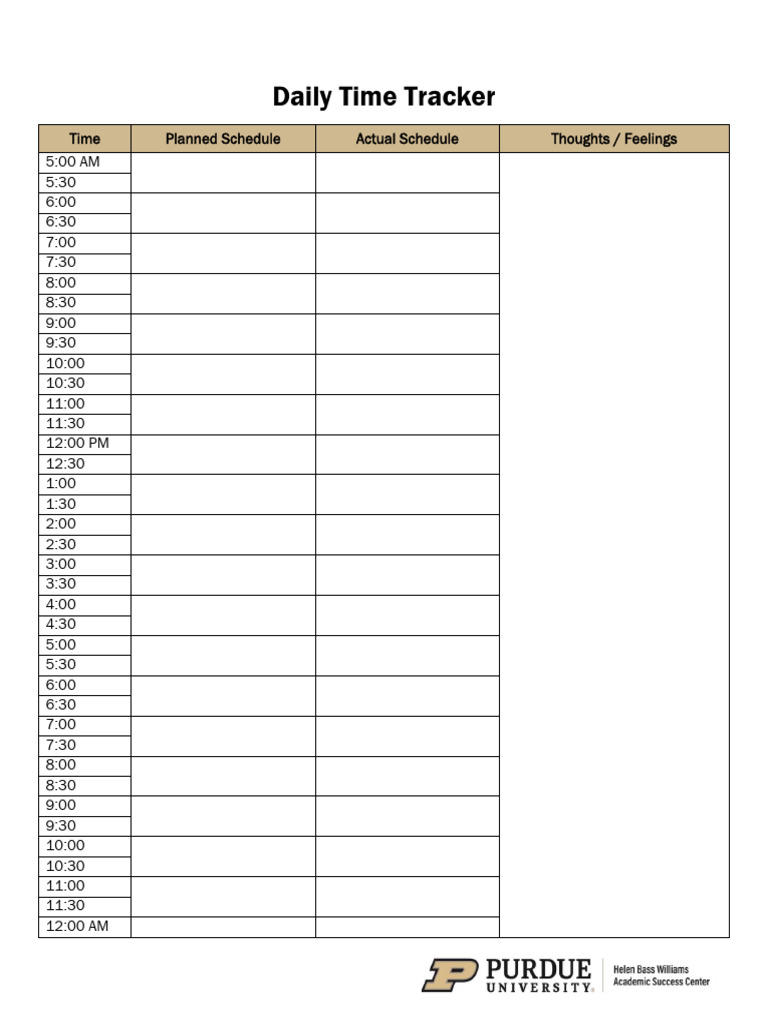 Daily Time Tracker Pdf
