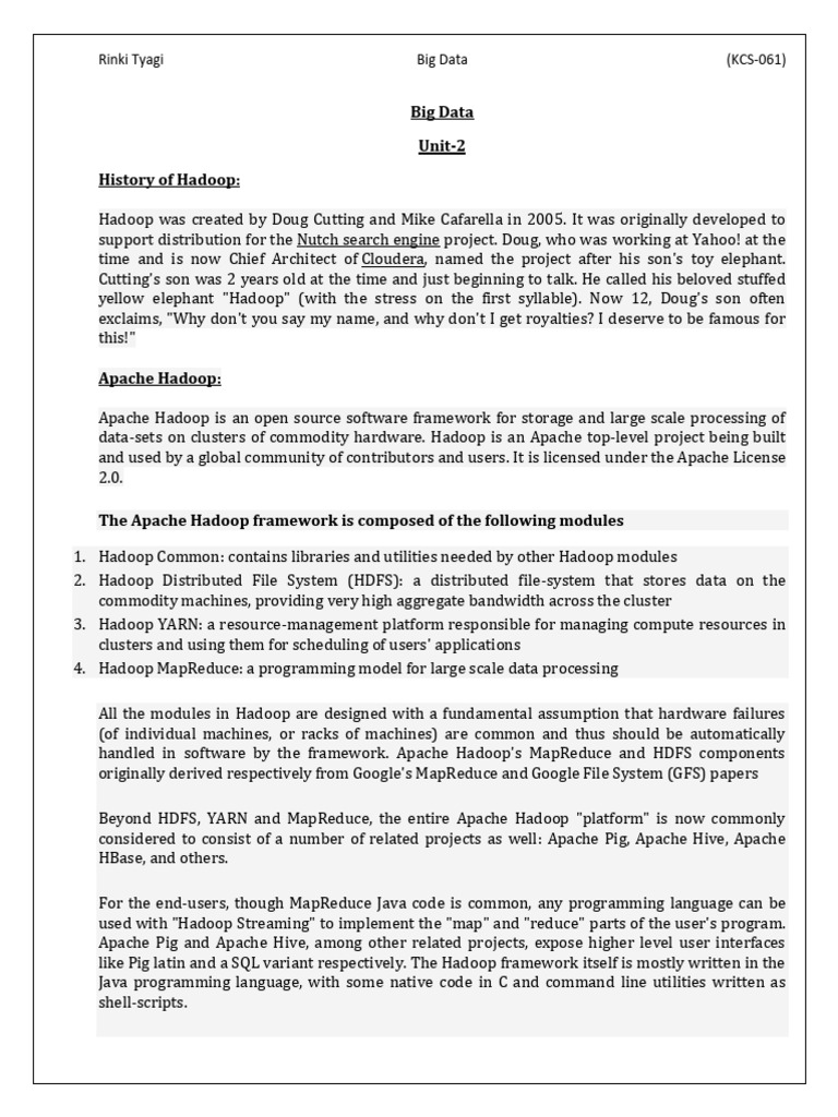 Unit-2 Hadoop | PDF | Apache Hadoop | Map Reduce