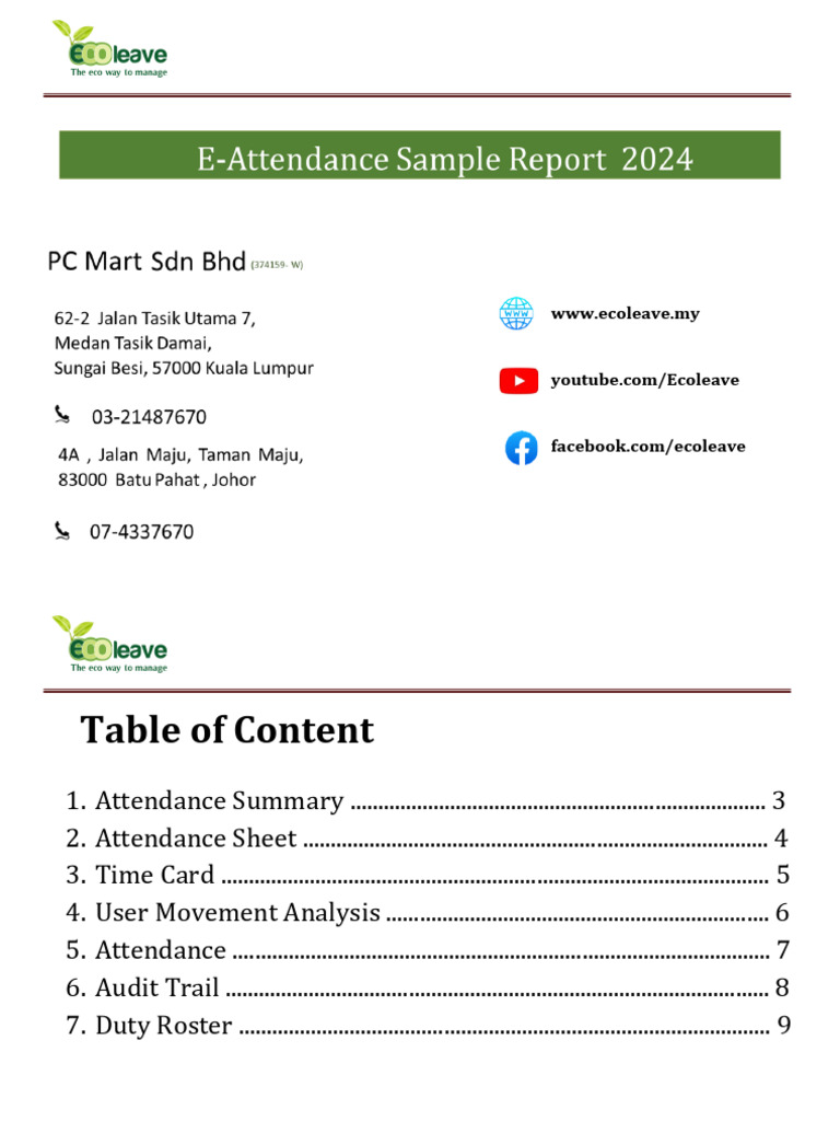 Hikvision e Attendance Sample Report | PDF