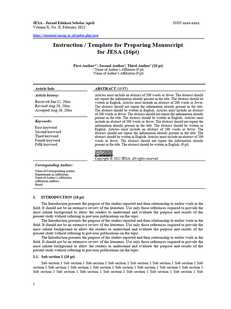 2022 JESA Guide For Authors | PDF | Publishing | Written Communication