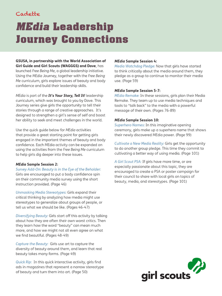 Media Leadership Journey Connections: Cadette | PDF