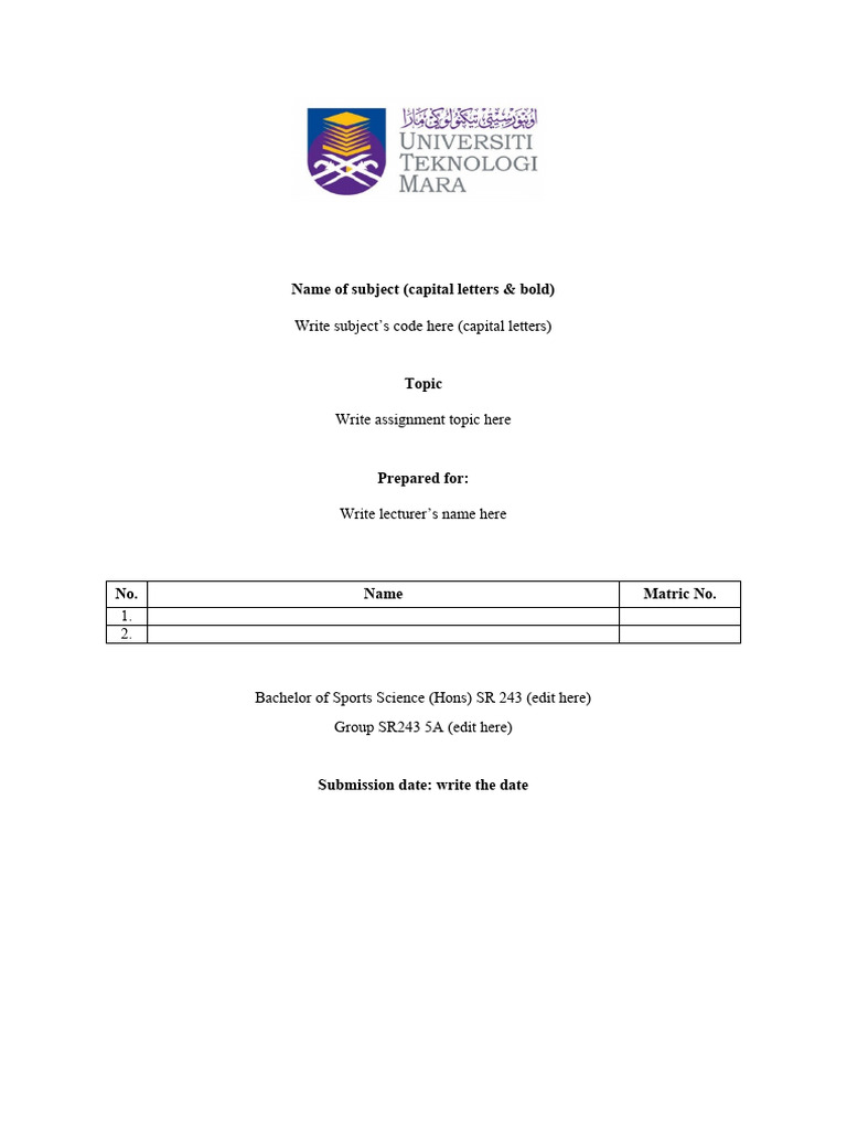 Sample Front Page | PDF