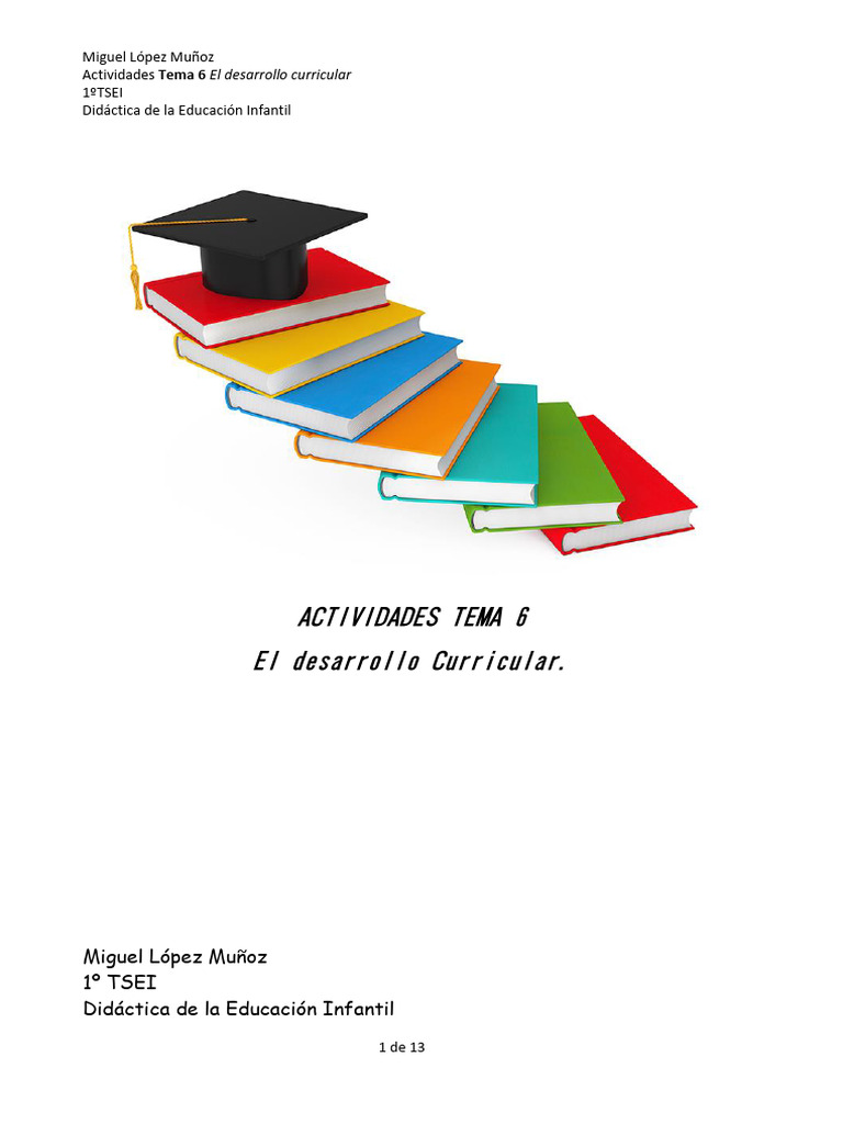 Tareas Tema 6 Didactica | PDF | Educación de la primera infancia | Evaluación