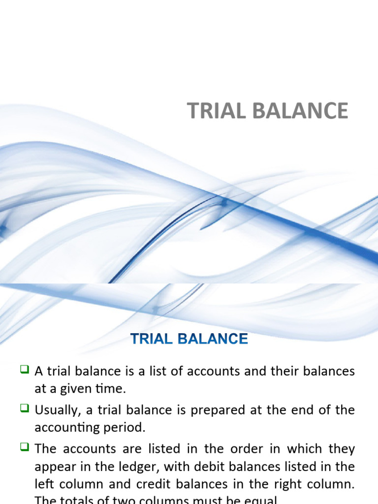 Chapter 5 TRIAL BALANCE | PDF | Debits And Credits | Business Economics