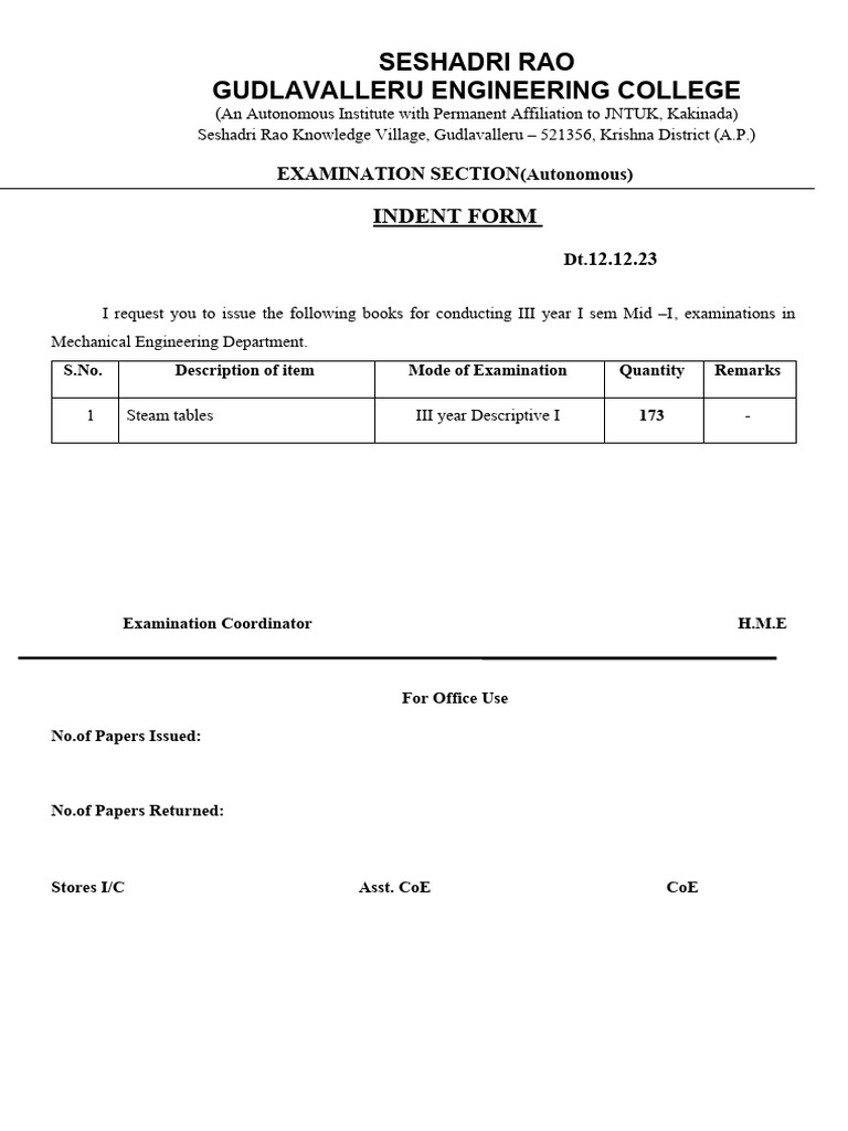 Indent for LABS and Exams | Download Free PDF | Career And Technical ...