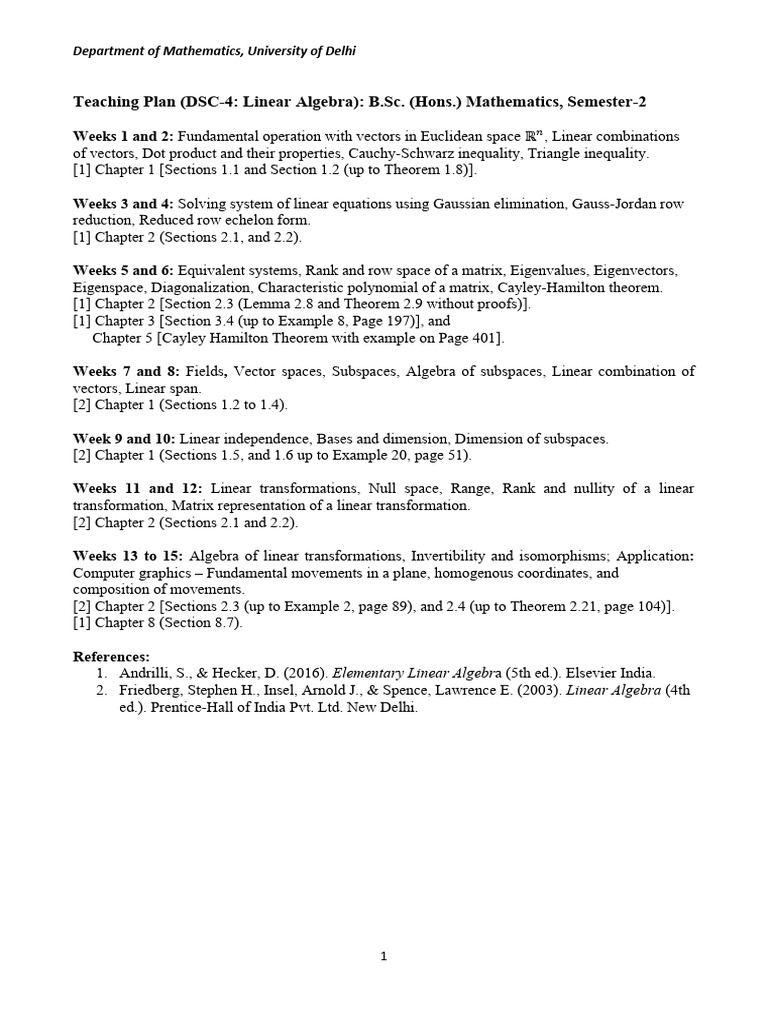 Teaching Plan | Download Free PDF | Eigenvalues And Eigenvectors | Linear Map