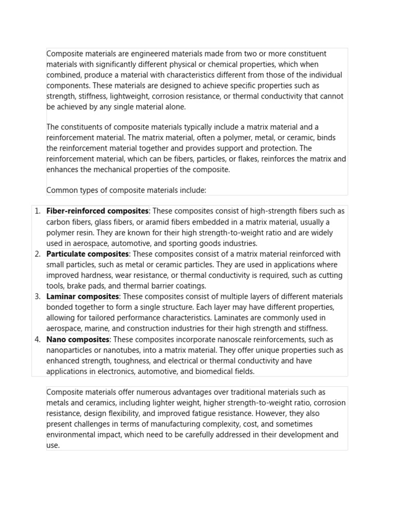 Composite Materials | Download Free PDF | Composite Material | Fibre Reinforced Plastic