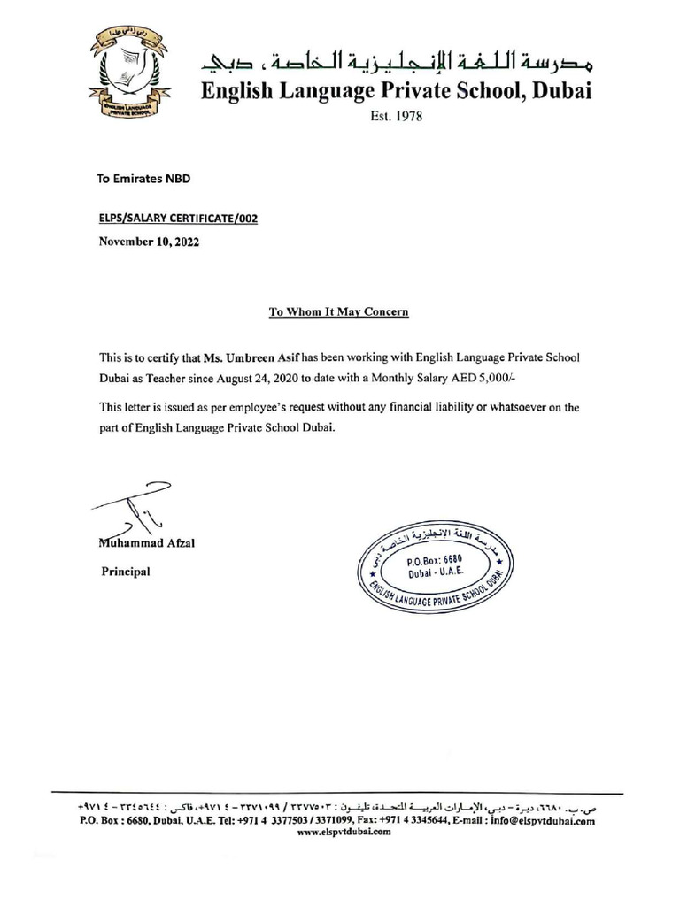 Zeeshan Experience Letter in Dubai | PDF