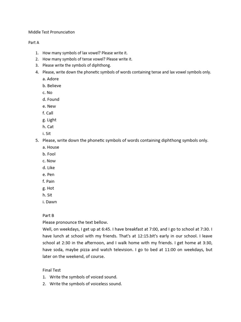 Hanifah - Middle & Final Test | PDF | Language Arts & Discipline