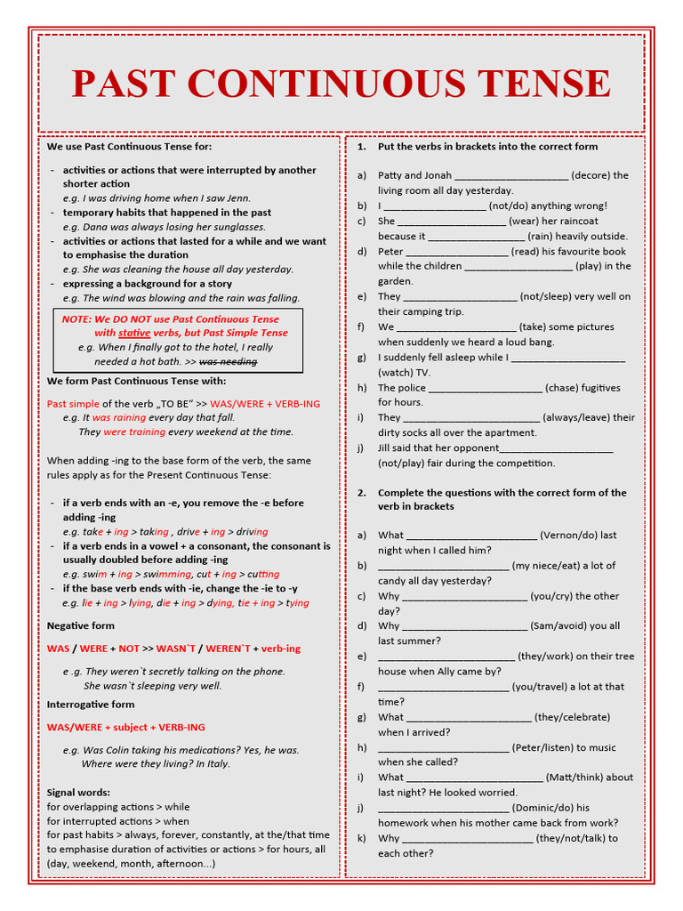 past-continuous-grammar-drills-grammar-guides_134072 | Download Free ...