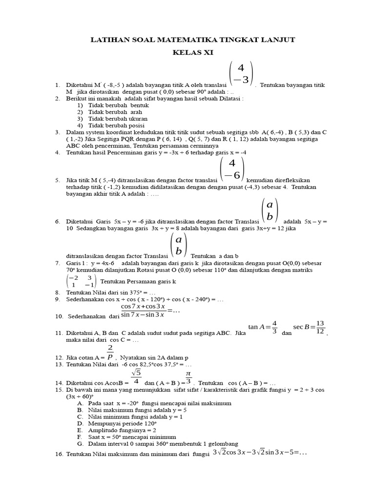 Latihan Soal Sat Mat TL | PDF