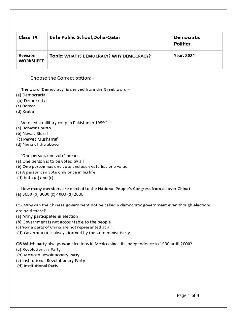 4 WDWD Worksheet | PDF | Democracy | Political Ideologies