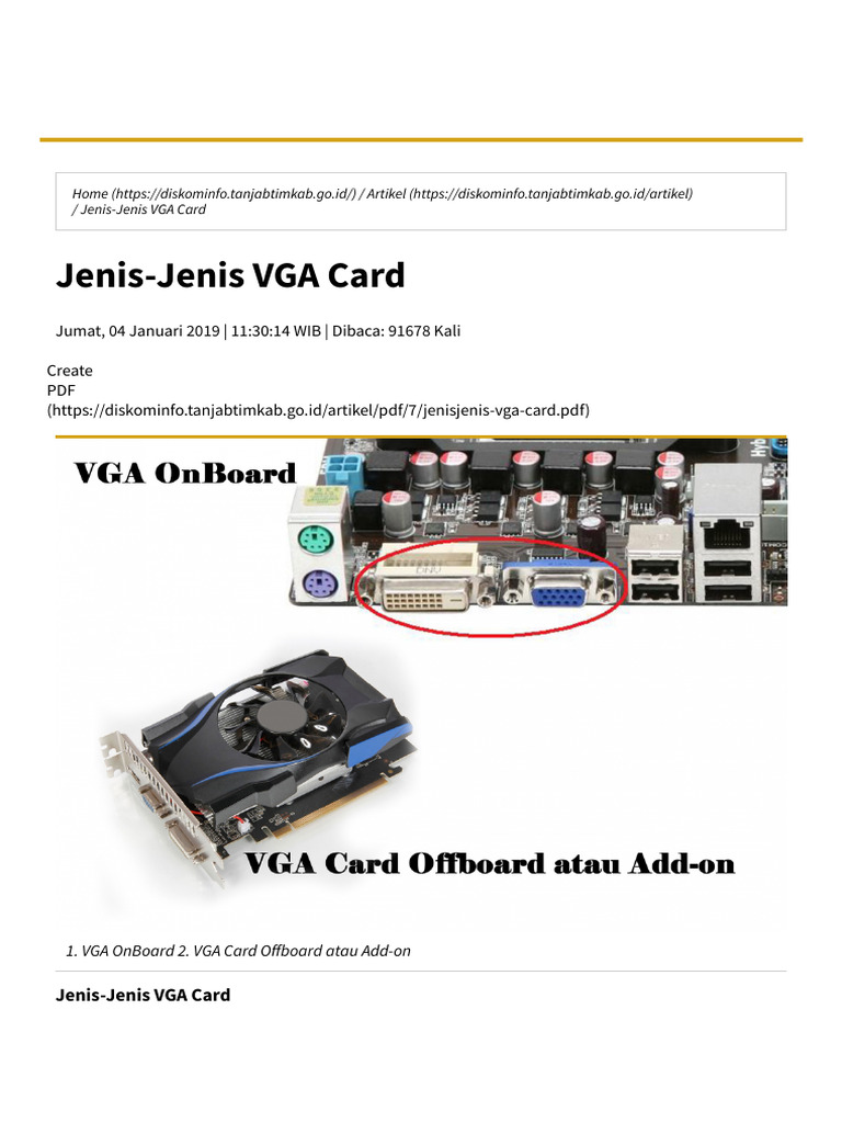 Jenis-Jenis VGA Card _ Dinas Komunikasi & Informatika | PDF