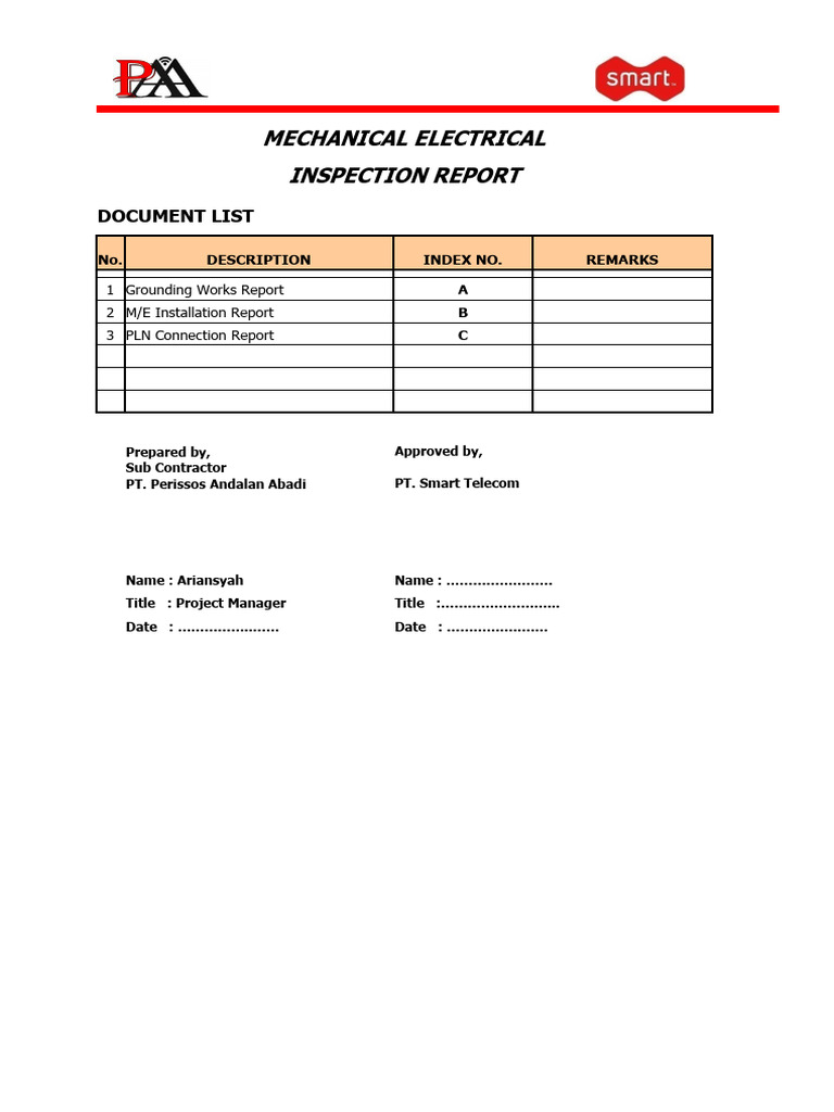 CME Inspection Report: Grounding System | PDF | Screw | Electricity