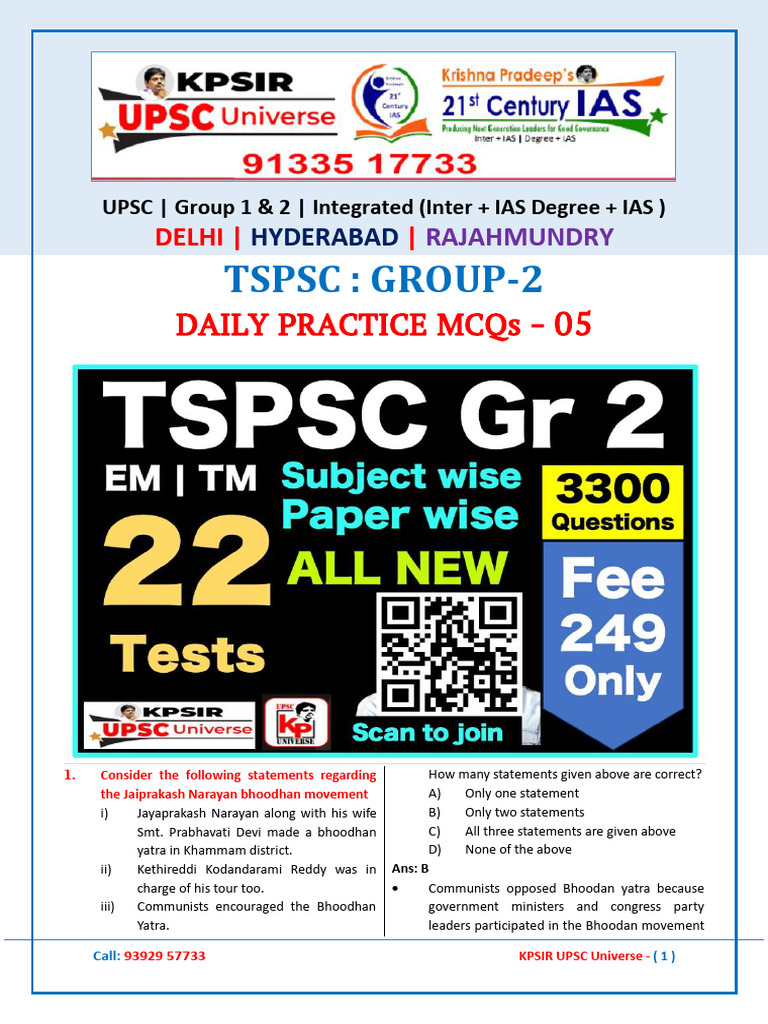 TS Gr-2 (EM) Practice-05 | PDF | Government Of India | Government