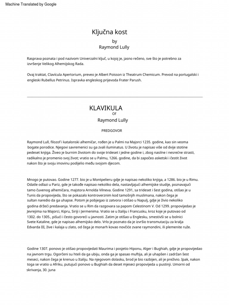 Raymond Lully The Clavicle PDF Free | PDF
