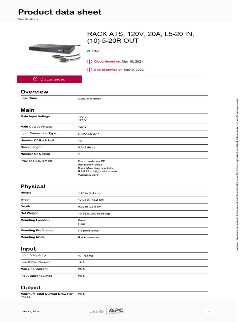 APC Rackmount-Transfer-Switches AP7752 | PDF | Electronics | Electricity