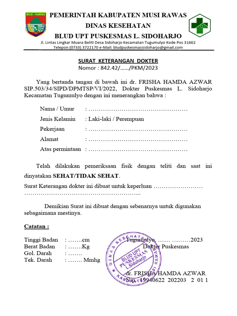 Surat Keterangan Dokter Pdf