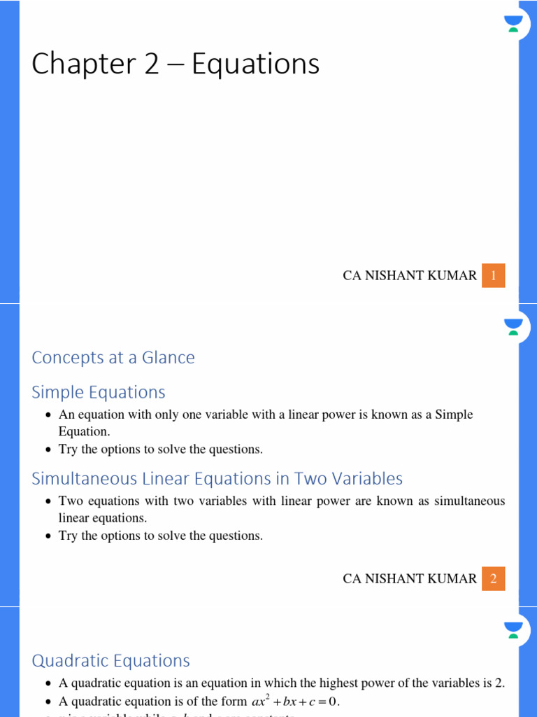 Chapter 2 Equations Download Free Pdf Numbers Decimal