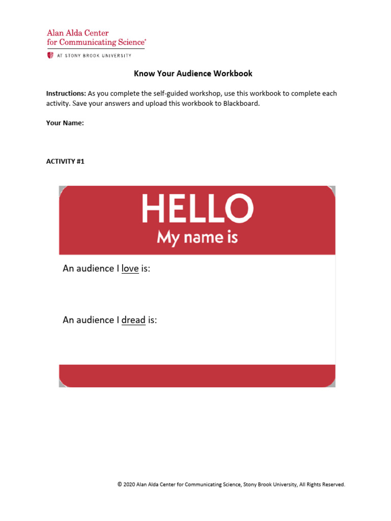 Alda Center Workshop Workbook | PDF | Science | Human Communication