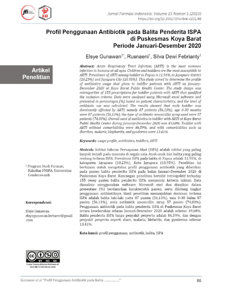 View of Profil Penggunaan Antibiotik Pada Balita Penderita ISPA Di Puskesmas Koya Barat Periode ...