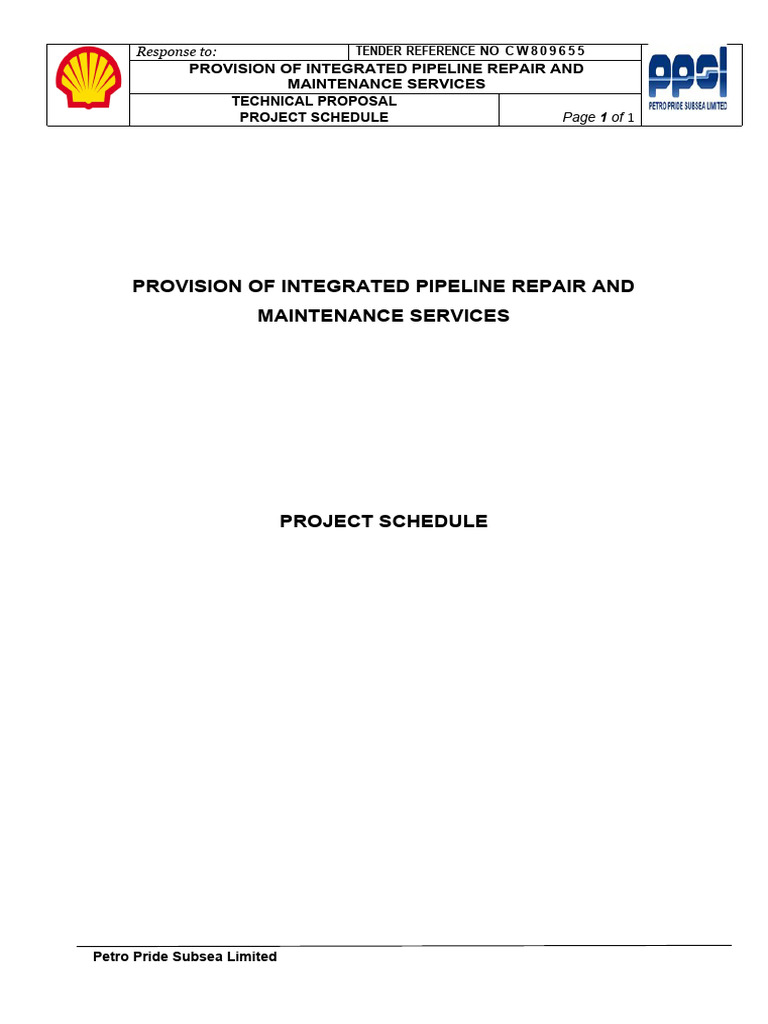 Integrated Pipeline Repair and Maintenance Project Schedule | PDF