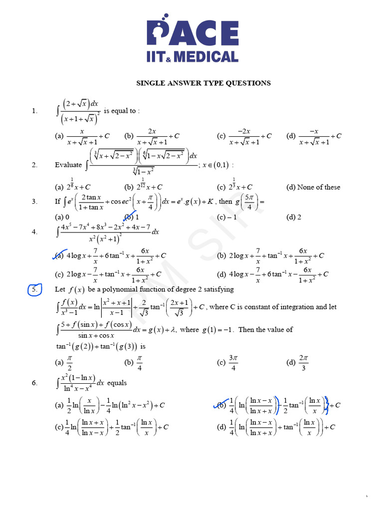 Indefinite Integration Assignment | PDF | Function (Mathematics) | Mathematical Analysis