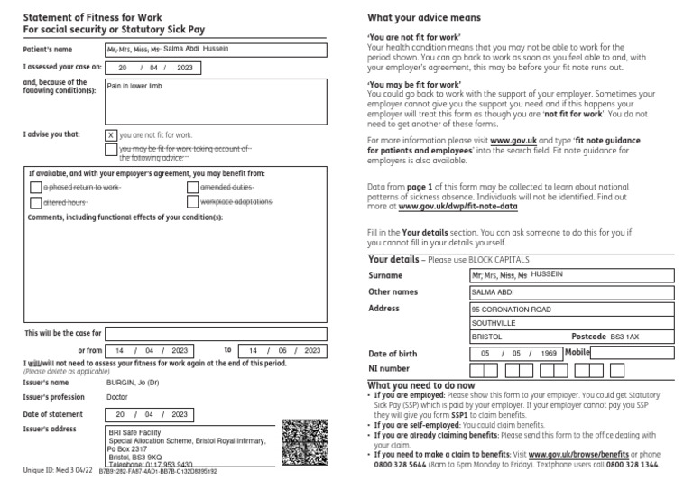 Fitness for Work Statement Template | PDF | Employment