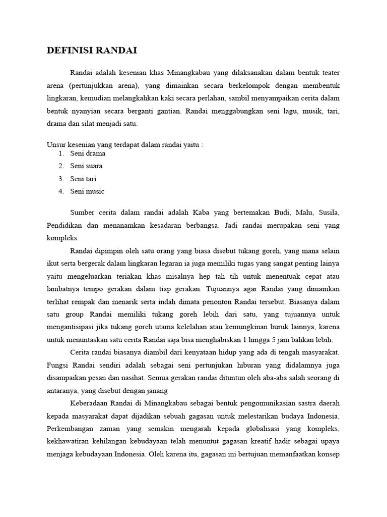 Definisi Randai | PDF | Seni