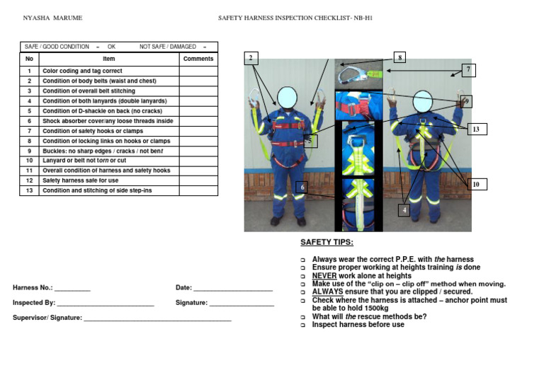 Safety Harness Inspection Checklist | PDF