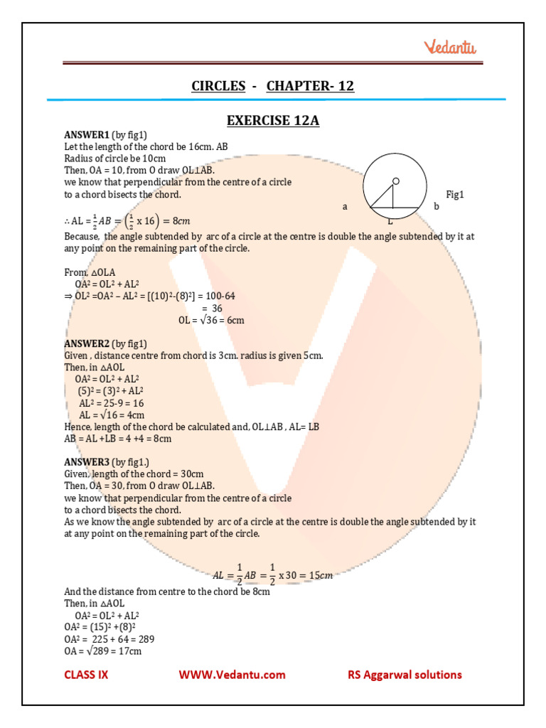RS Aggarwal Class 9 Solutions Chapter-12 Circles | PDF | Circle | Elementary Geometry
