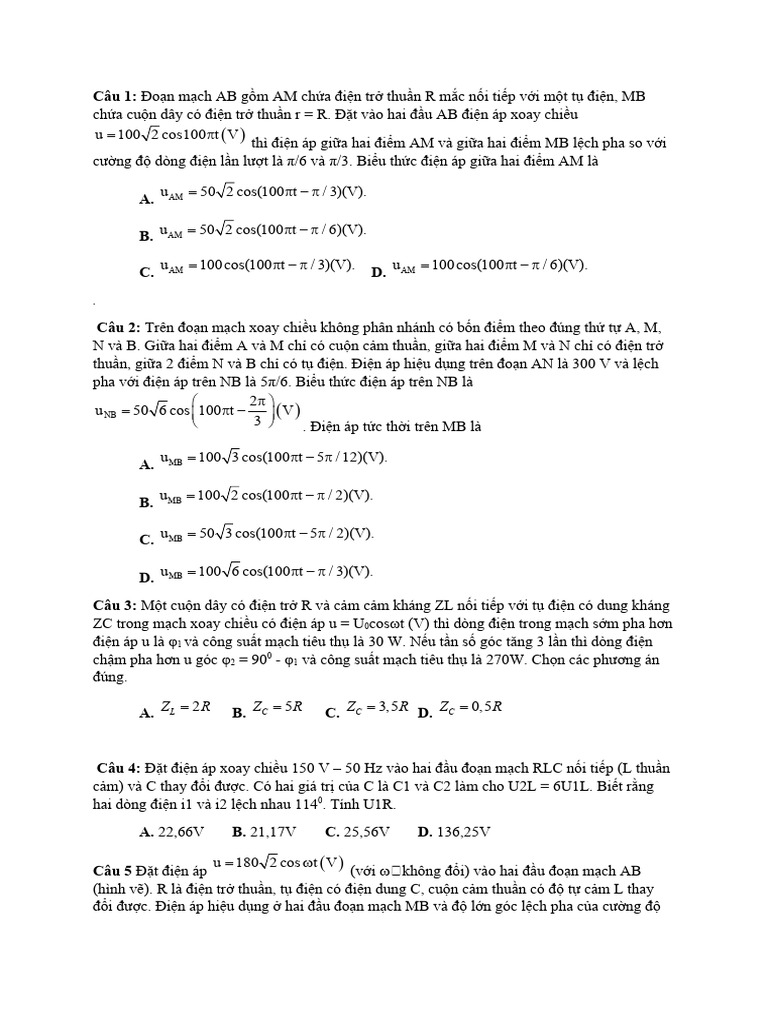 88 câu điện xoay chiều VDC bookgool | PDF