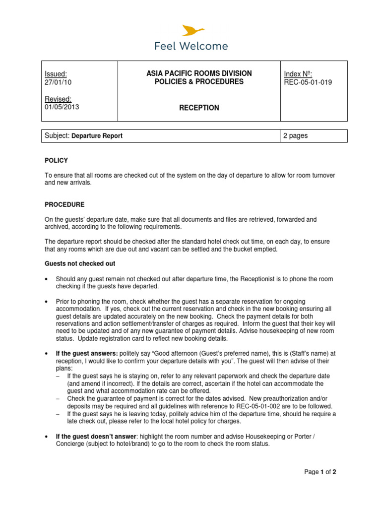 Rec-05-01-019 - Departure Report | PDF