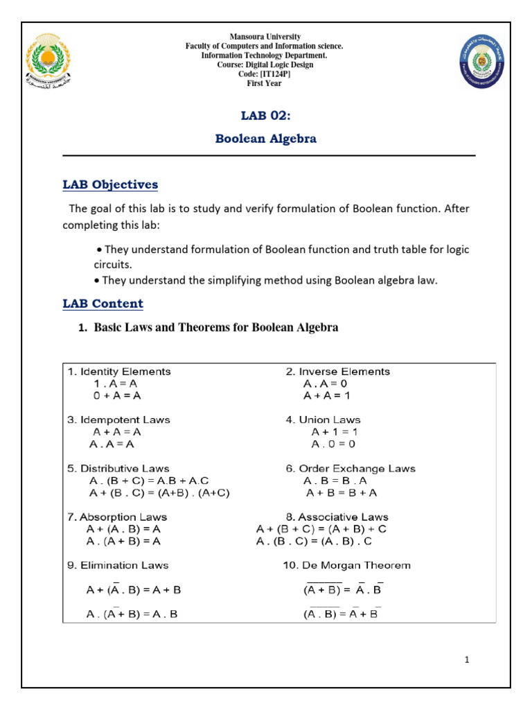 Logic Lab2 | Download Free PDF | Boolean Algebra | Teaching Mathematics