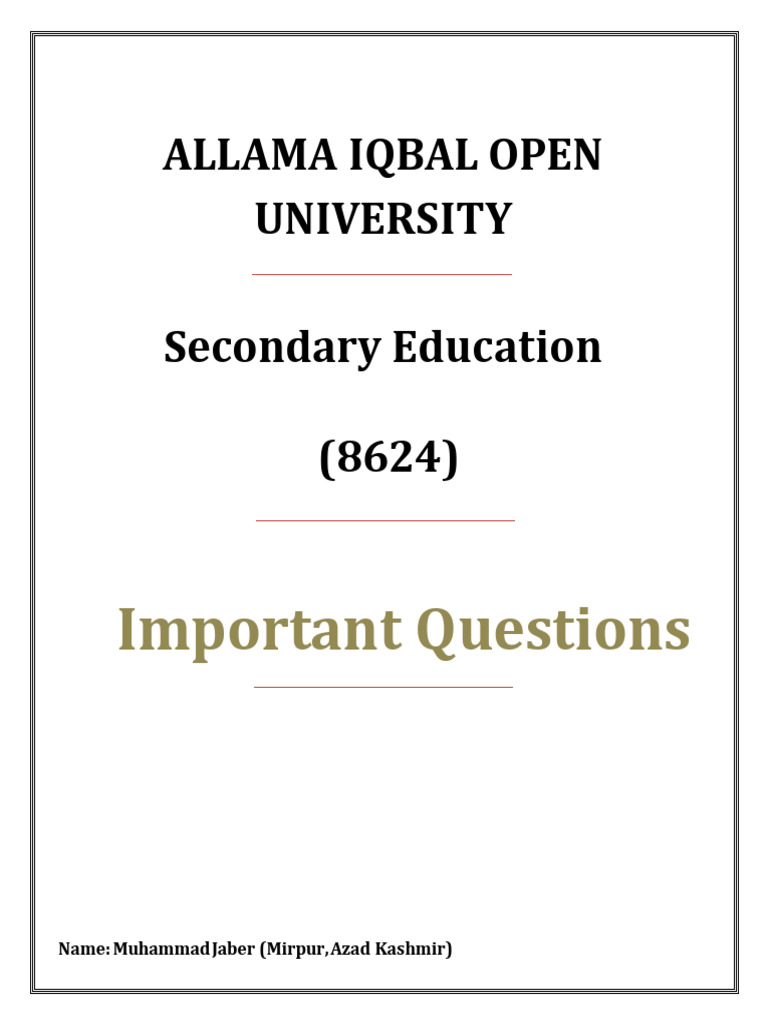 8624 Important Questions A23 M.jabeR | PDF | Educational Assessment ...