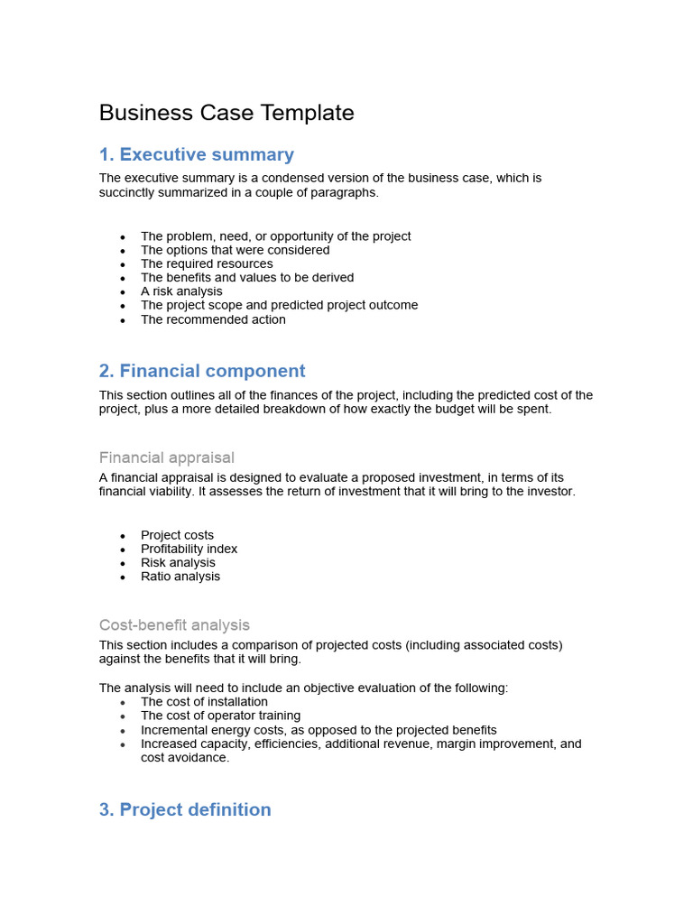 Business Case Template | Download Free PDF | Risk | Risk Management