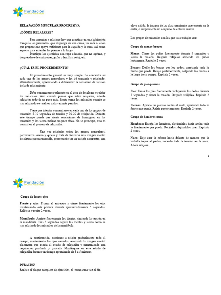 Guía de Relajación Muscular Progresiva | PDF | Salud y bienestar