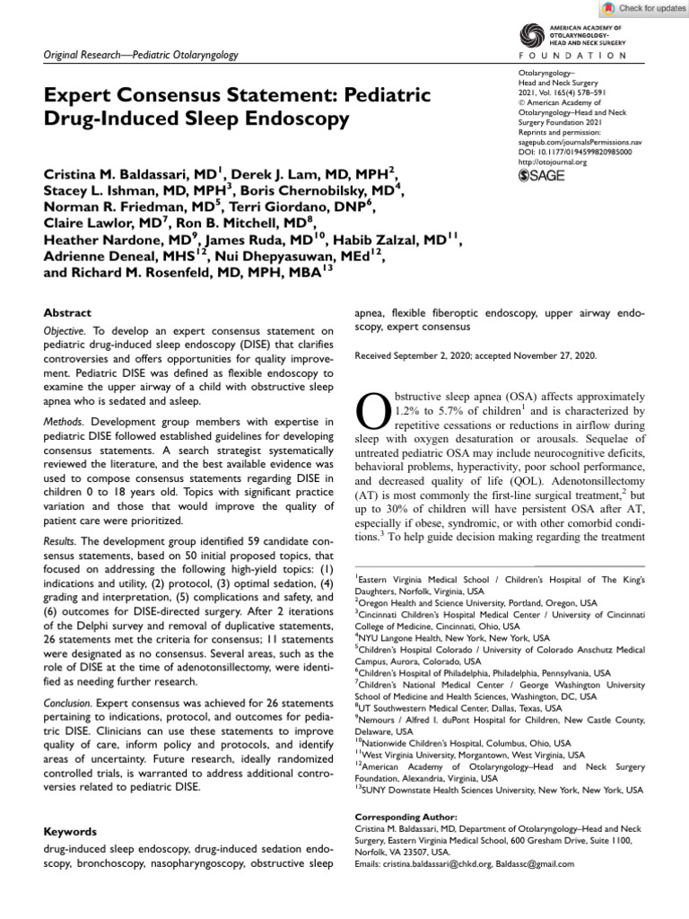 Pediatric Drug-Induced Sleep Endoscopy | PDF | Sleep Apnea | Systematic ...