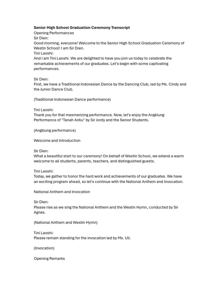 Transcript MC - S3 Graduation | PDF | Career & Growth | Language Arts ...