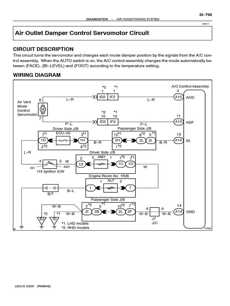 DI-703-705 Air con outlet damper control servomotor circuit | Download ...