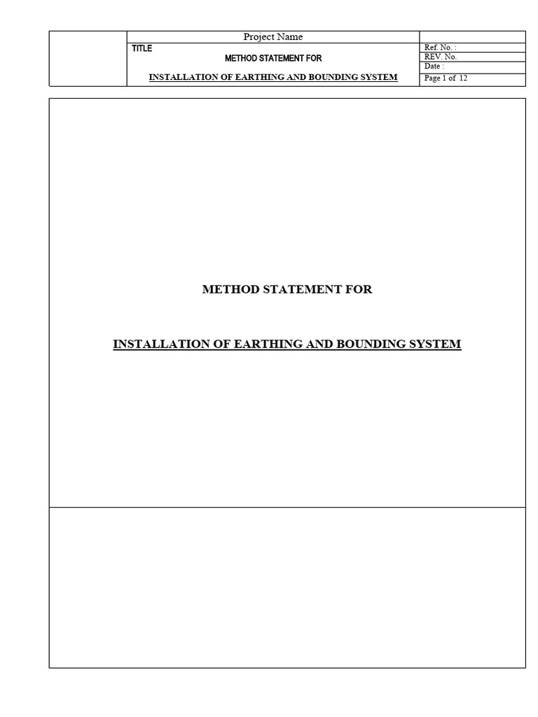 Method Statement For Earthing & Bonding System Installation - Rev13 ...