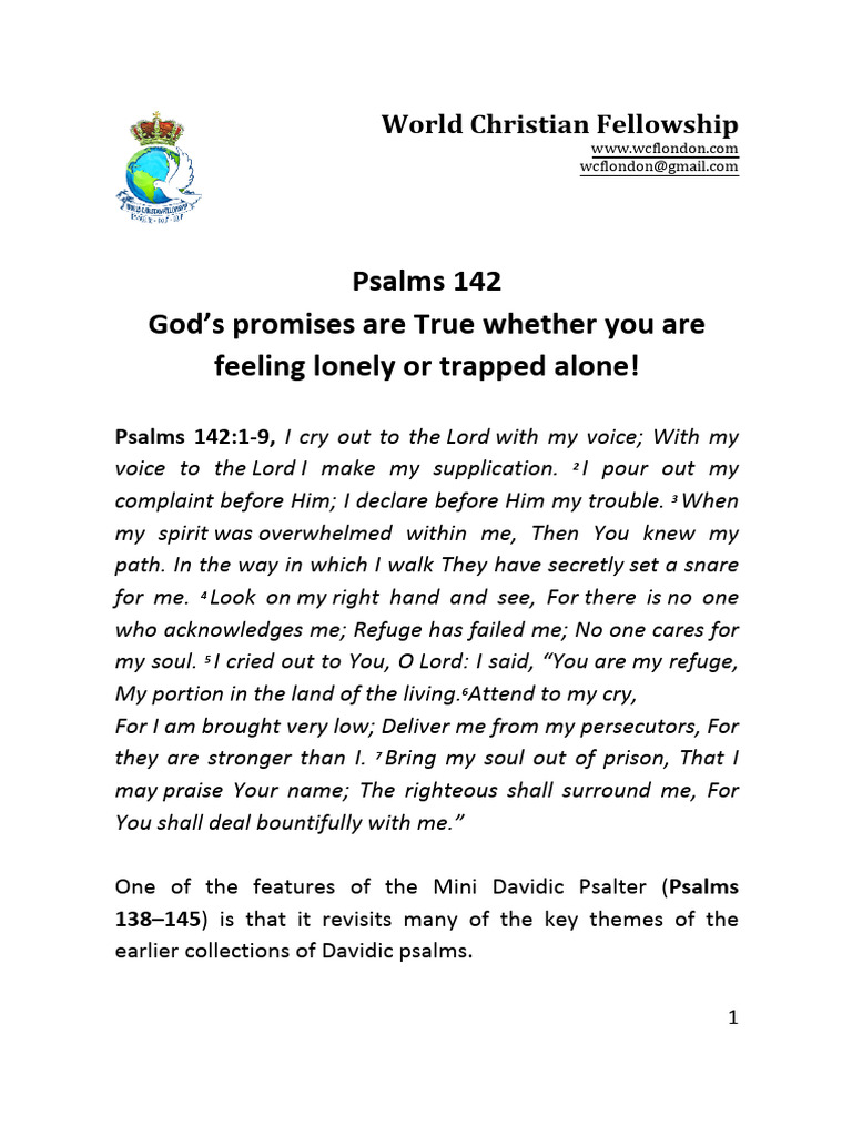 Psalms 142 | PDF | David | Books Of Samuel